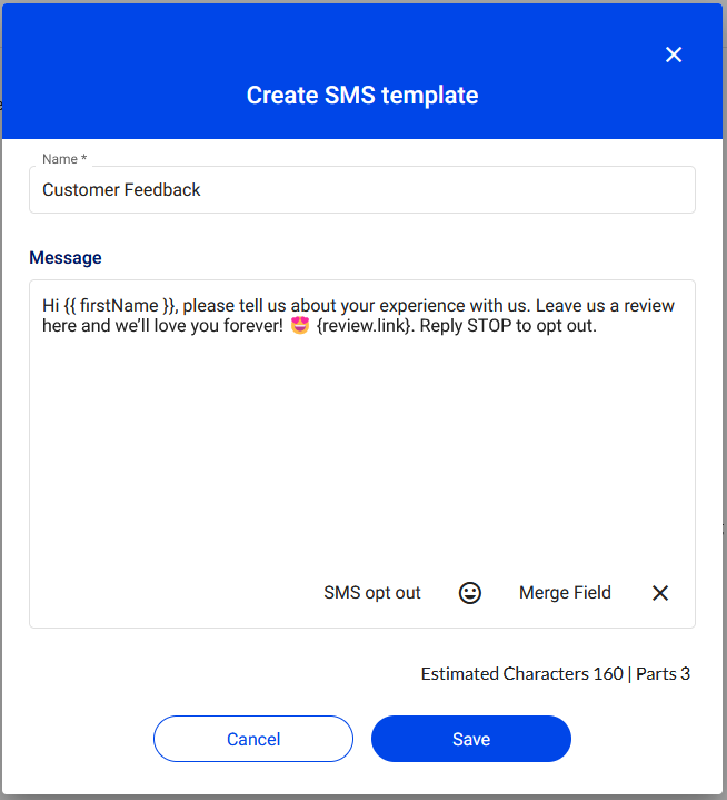 How to Create and View an SMS Template